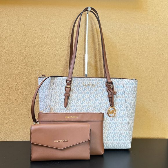 Michael Kors | Bags | Michael Kors Maisie Lg 3 In Tote Bag Crossbody Clutch Mk Vanilla Brown ...